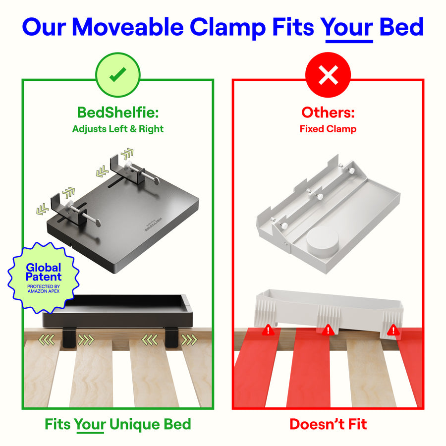 FlexFit Bedside Shelf & Table - Original Clamp Model BedSehflie