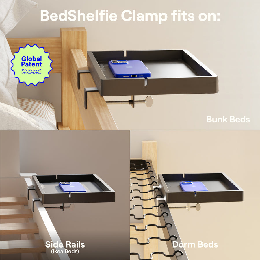 FlexFit Bedside Shelf & Table - Original Clamp Model BedSehflie