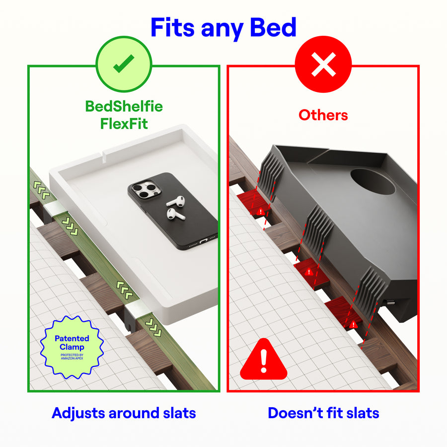 FlexFit Bedside Shelf & Table - Original Clamp Model BedSehflie