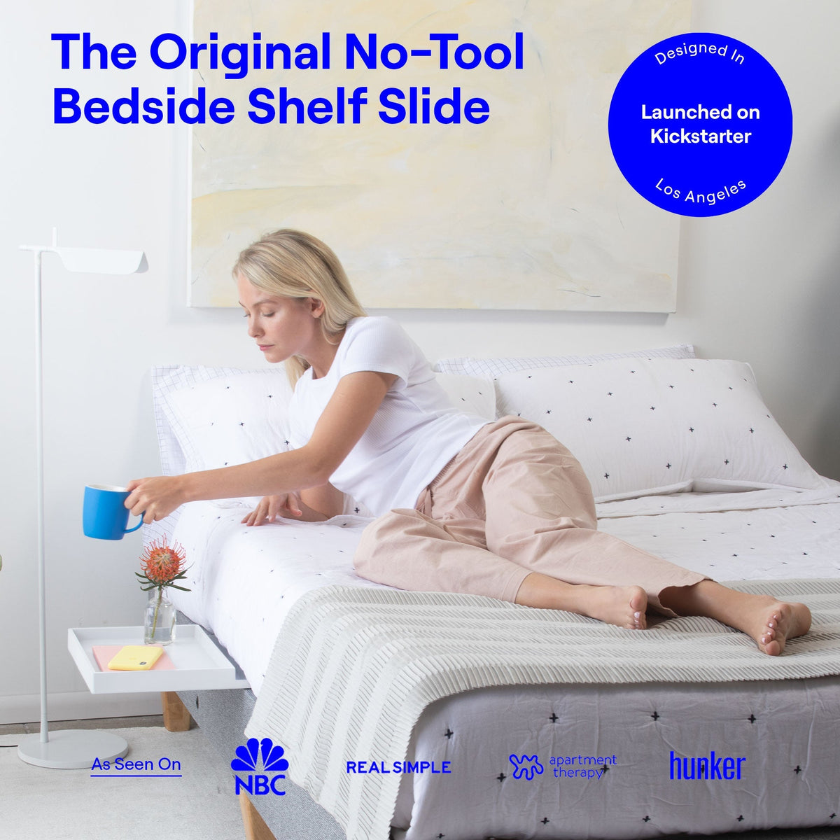 BedShelfie Bedside Shelf - Slide Under Mattres Tray Model